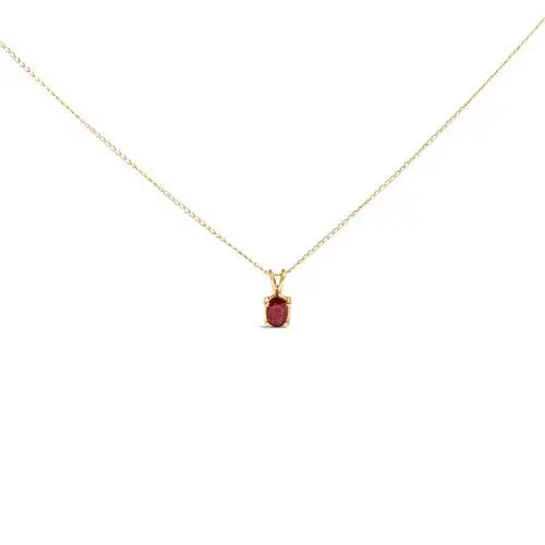 HAUS OF BRILLIANCE 14k Gold Gemstone Solitaire Pendant Necklace - Red Garnet | Yellow